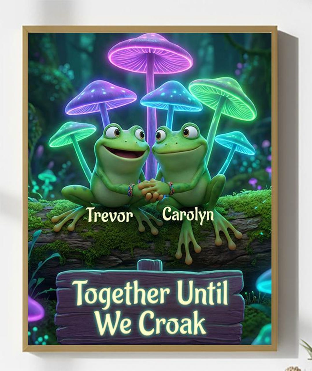 Romantic Frog Couple Personalised Photo Print Valentines Gift A3/A4 ...
