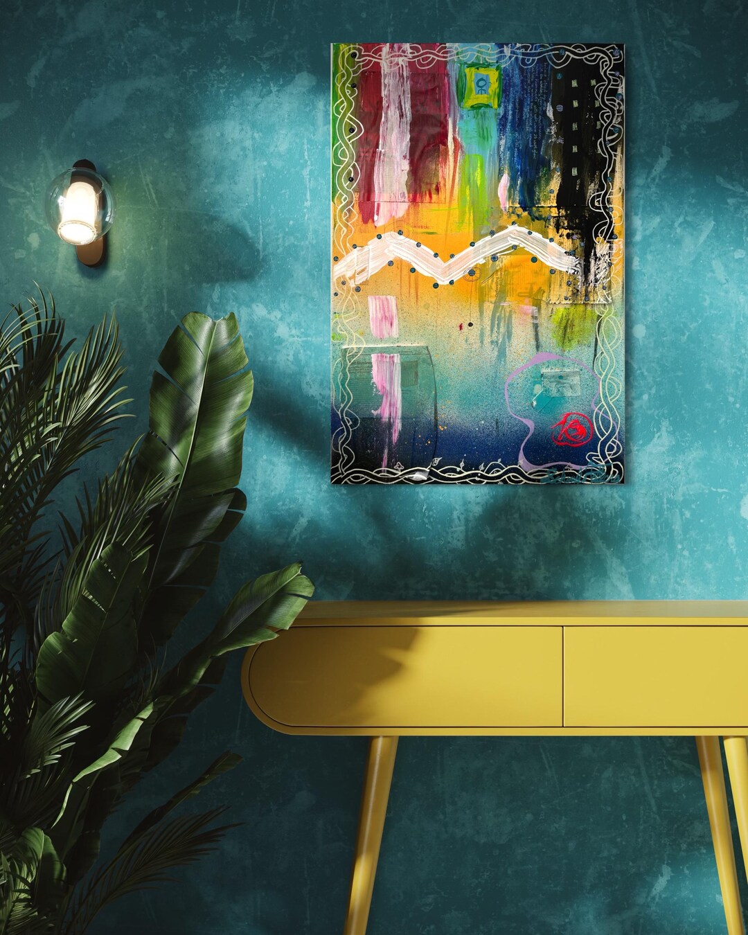 Island Feeling: Abstract Colorful Textured Mixed Media Wall Art ...