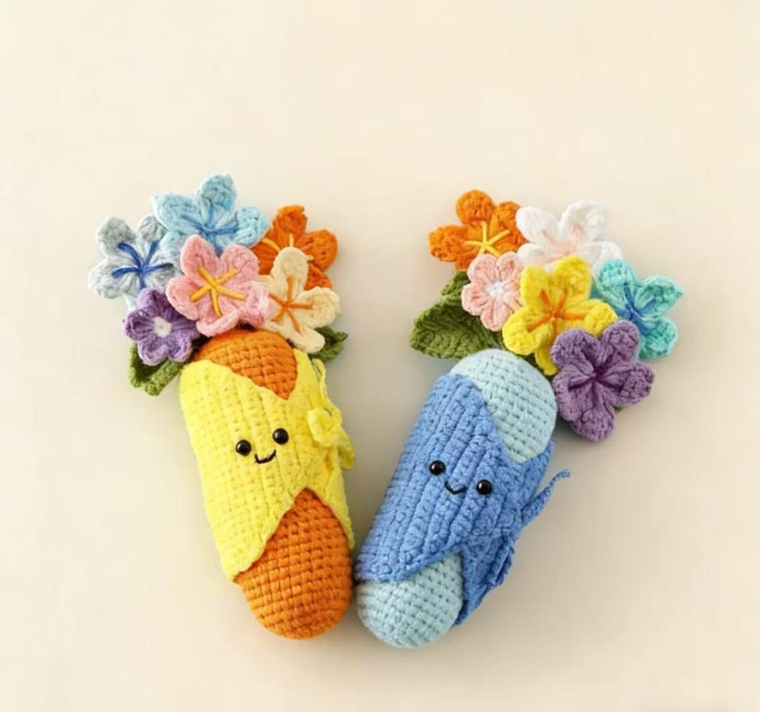 Kawaii Plush Forget-me-not Bouquet | Jellycasts Handmade Crochet Doll ...