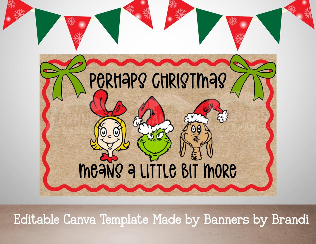 Grinch Cindy Lou Who and Max Christmas Banner Digital Template Download ...