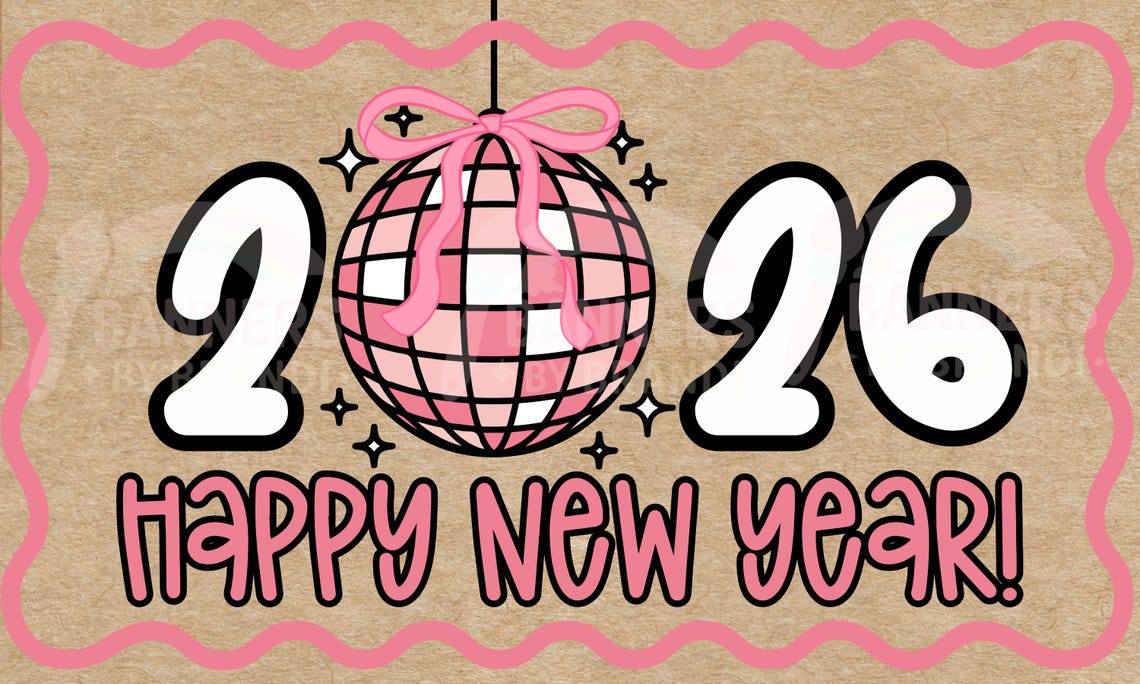 Girly Pink New Years Banner Digital Download Template - Etsy