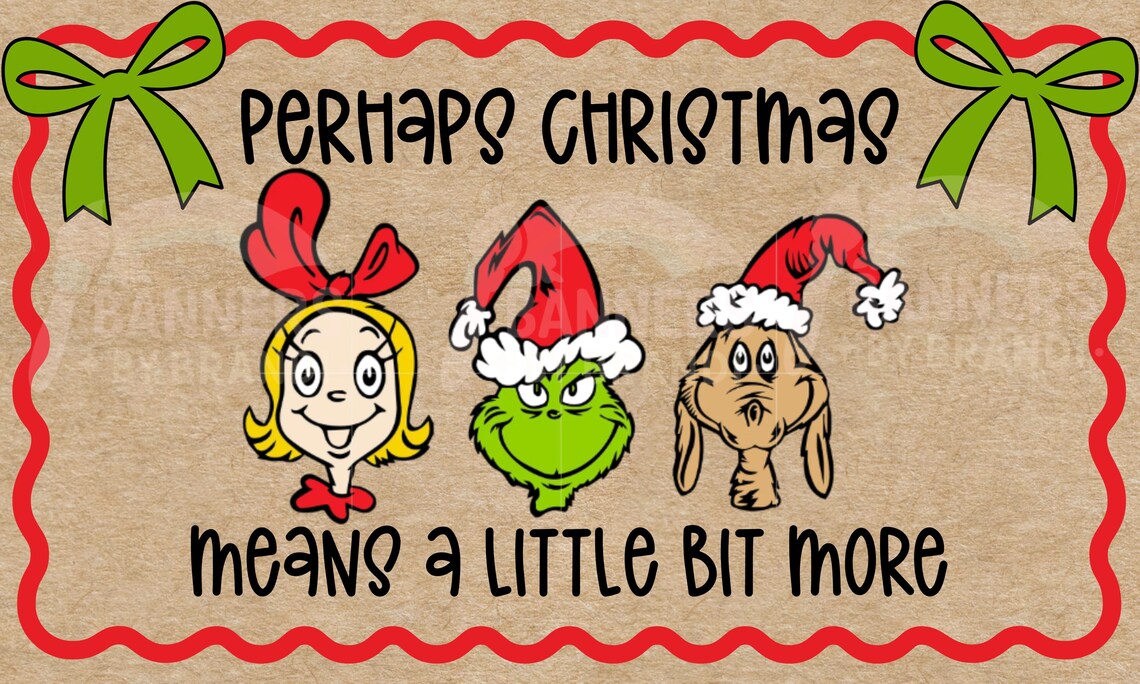 Grinch Cindy Lou Who and Max Christmas Banner Digital Template Download ...