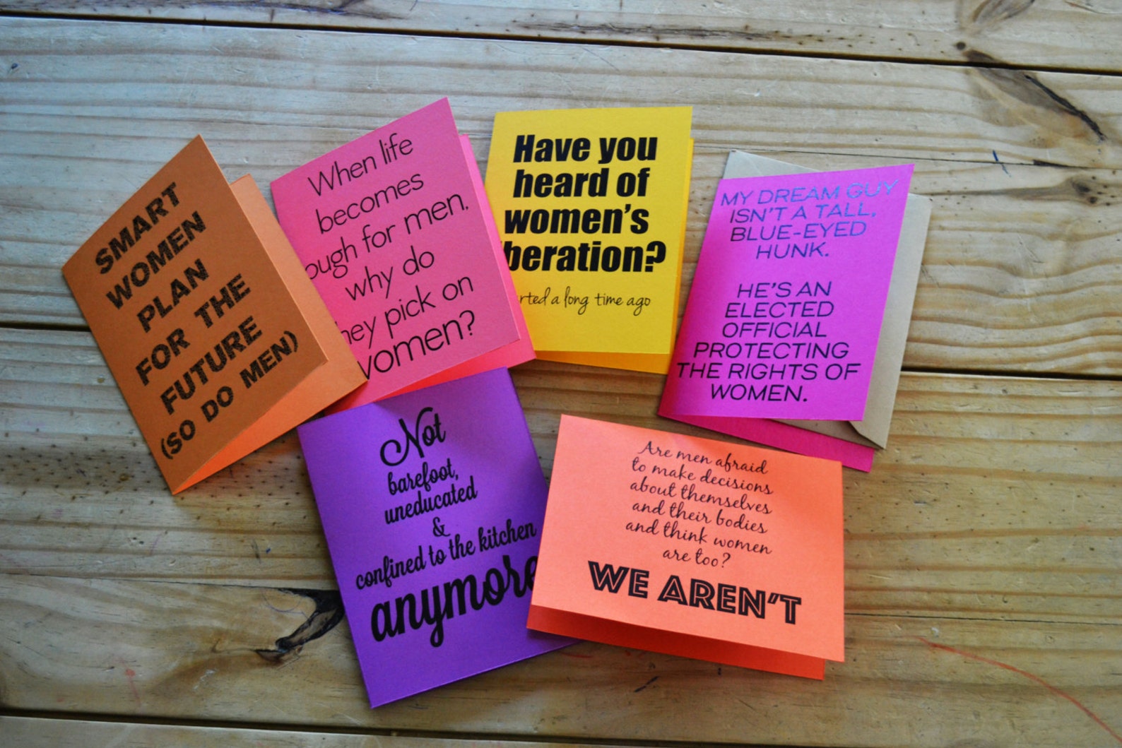 Womens Rights Choice Inspired Cards Set of 6 Assorted Bright Gender ...