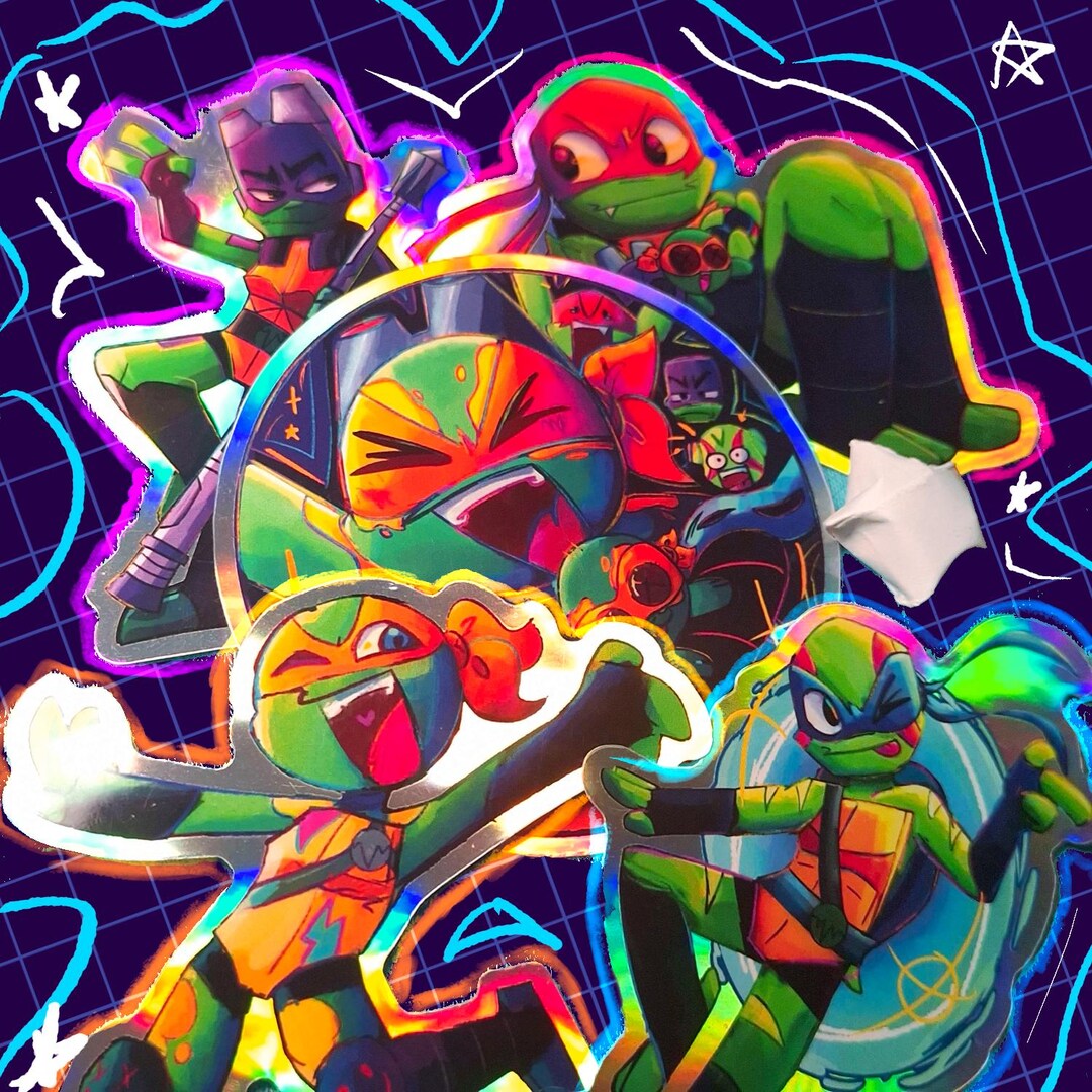 ROTTMNT 3" Holographic Stickers- Raph, Leo, Mikey, and Donnie!! - Etsy