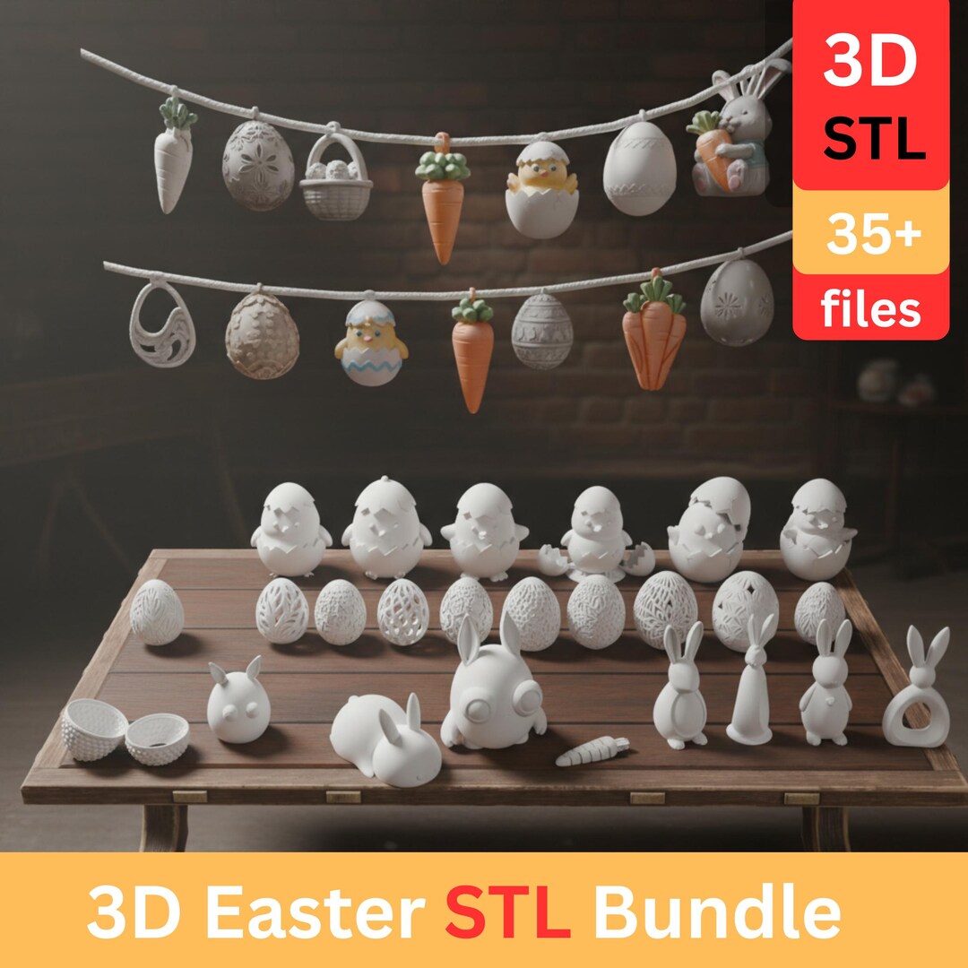 Paquete de impresión 3D STL de Pascua: decoraciones de conejito, huevo ...