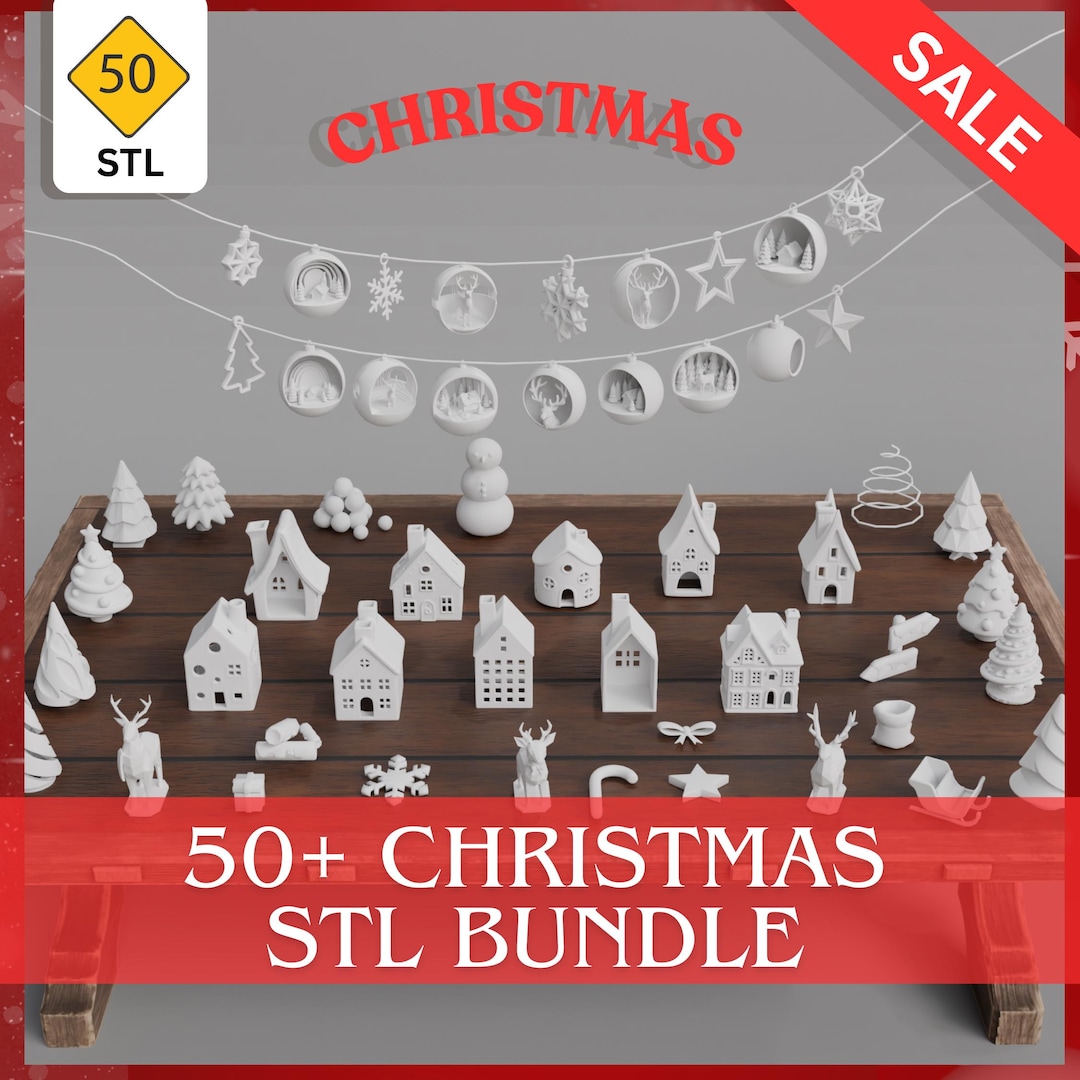 Christmas 3D Print STL Bundle | Ornaments, Trees, Houses (digital ...