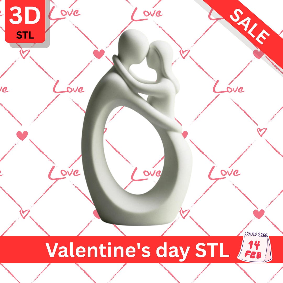Abstract Couple Love Sculpture STL | Valentine’s Day 3D Print ...