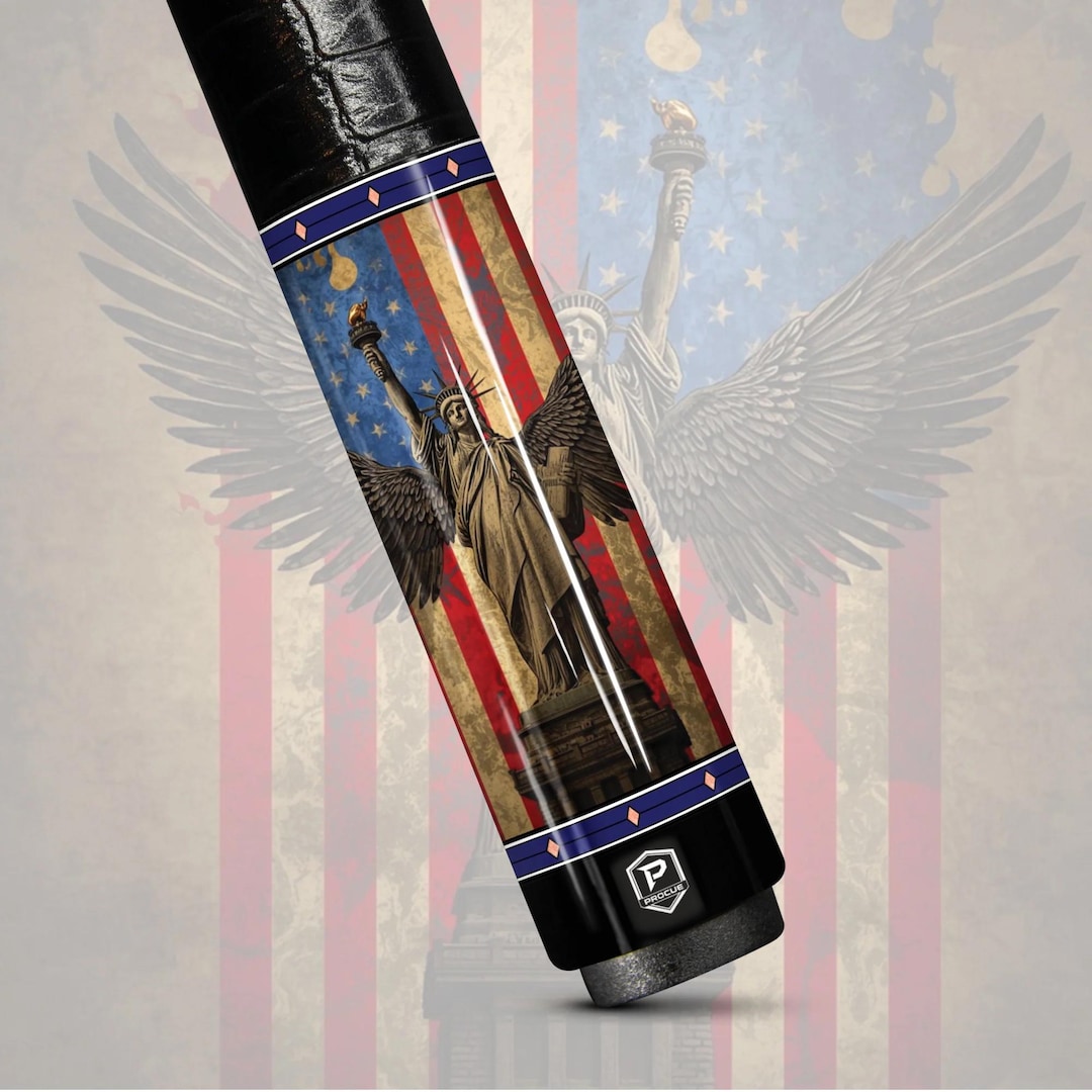 Patriotic Liberty Wing Carbon Fiber Pool Cue - American Flag & Liberty ...