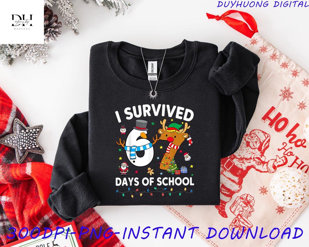 Survived 67 Days of School Christmas Countdown Kids Funny PNG - Etsy