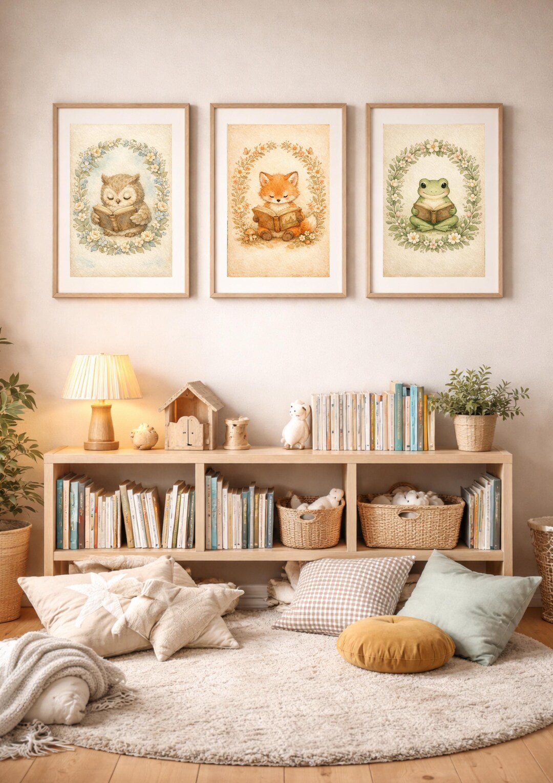 Woodland Animal Reading Posters, Nursery Wall Art Set (PDF) - Etsy