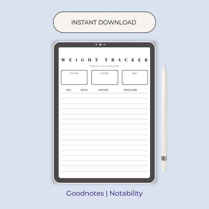 Simple Weight Tracker Printable, Habit Tracker, Weekly Reflection ...