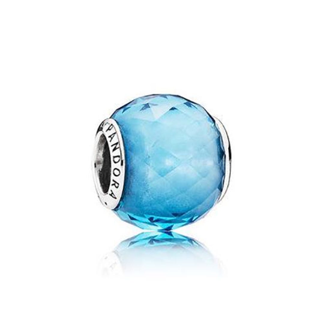 Pandora Silver Geometric Facets Sky Blue Glass Bead - Etsy