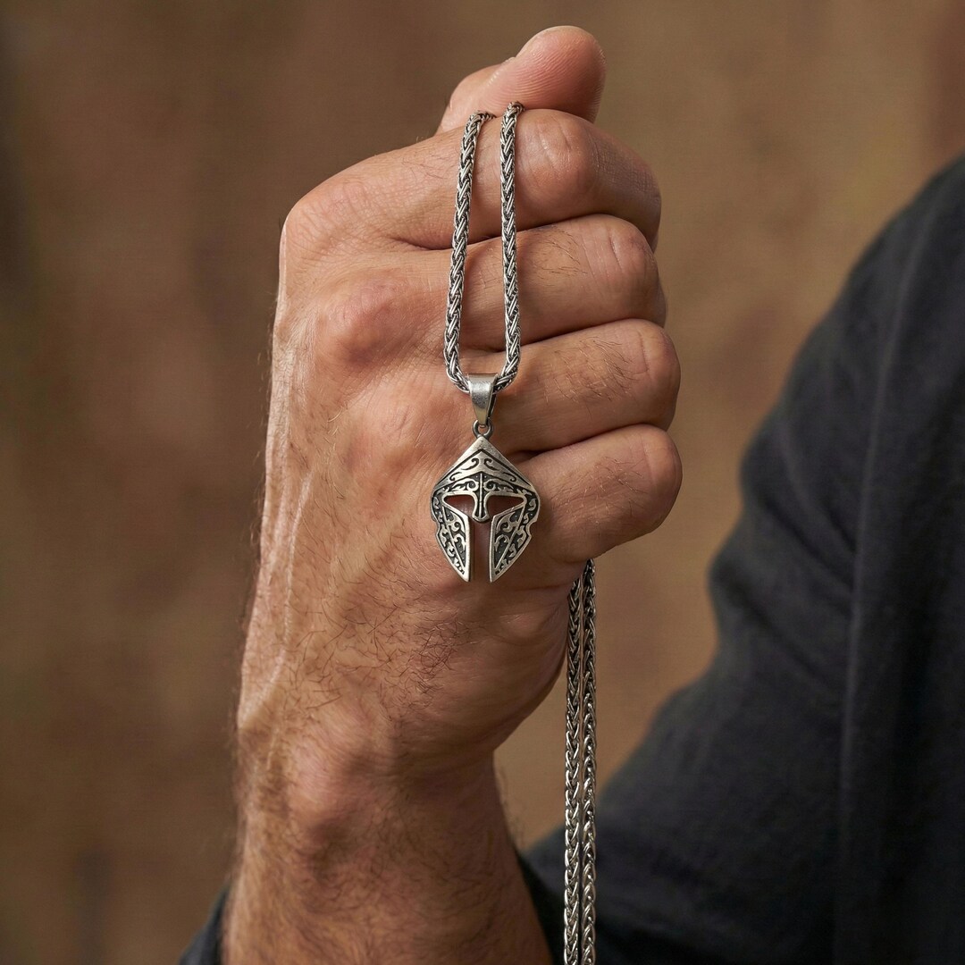 Gladiator Helmet Necklace - Greek Warrior Helmet Pendant, 925 Sterling ...