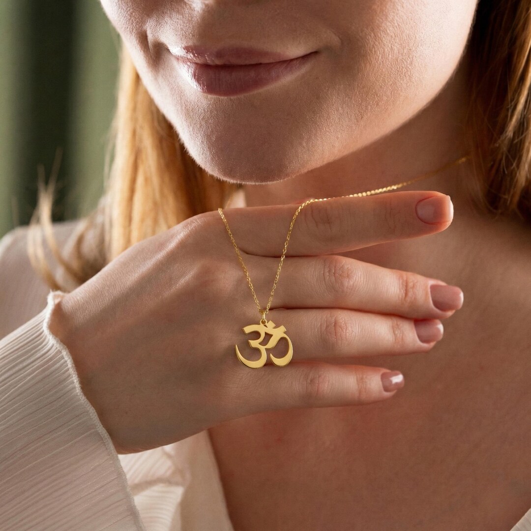 Tiny Om Necklace Sterling Silver – 14K Gold Plated or Rose Gold, Yoga ...