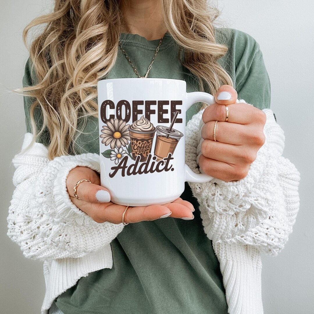 Retro Coffee Addict Mug, Floral Iced Coffee Cup, Aesthetic Coffee Lover ...