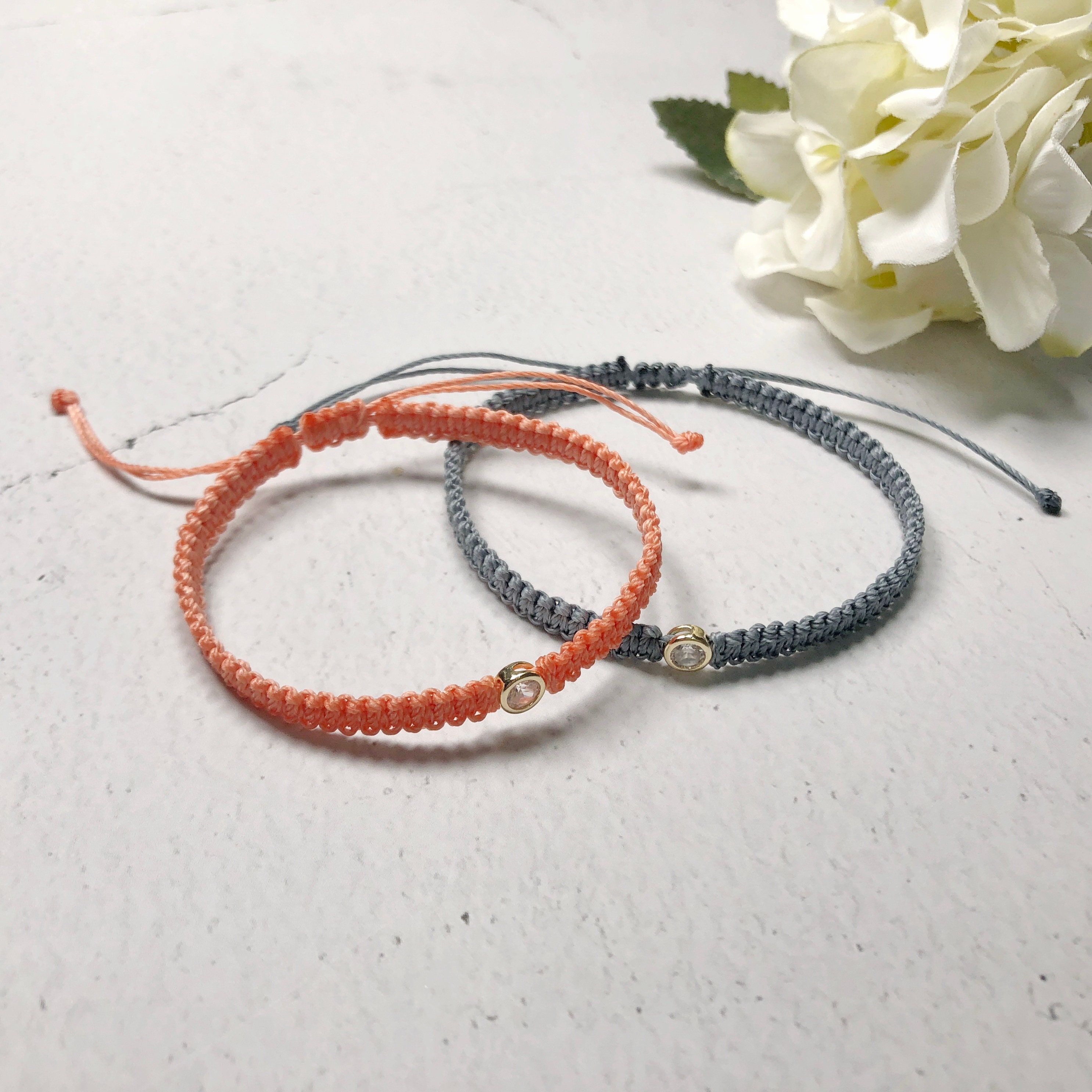 Set of 2 18K gold filled rhinestone string bracelet gold | Etsy