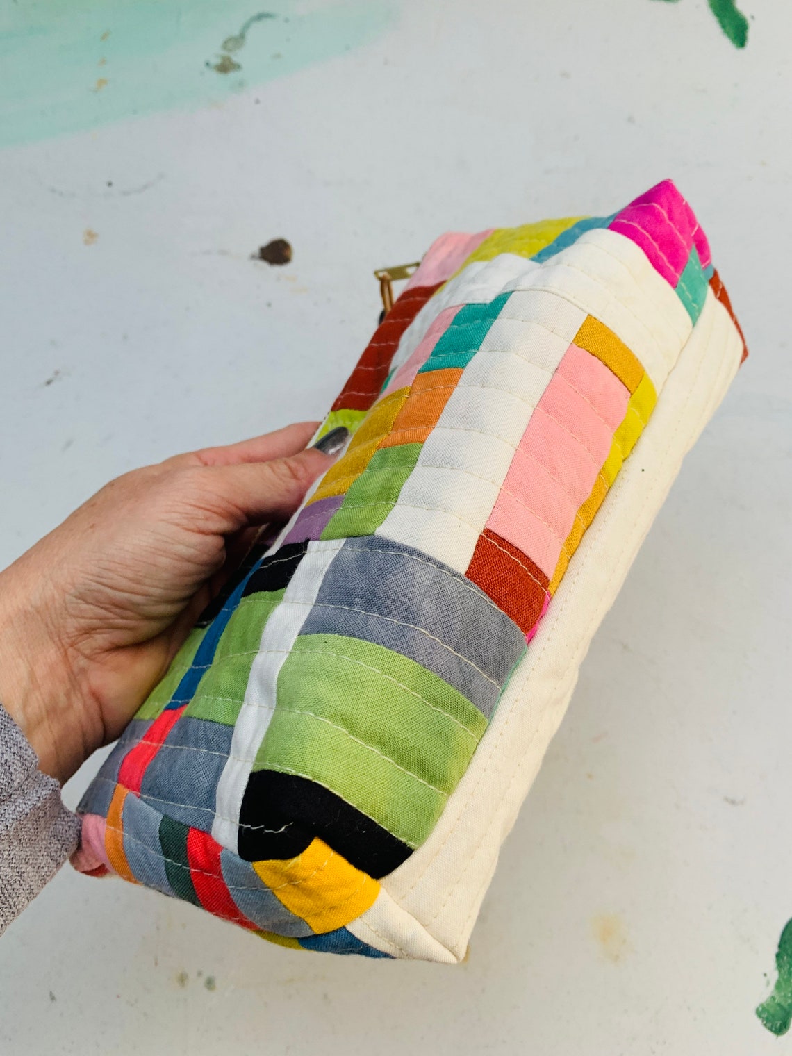 Quilted Pencil Pouch One of a Kind Zipper Pouch Hand-dyed - Etsy