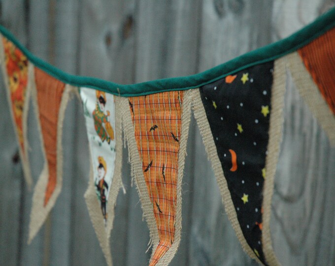 Halloween Bunting With Burlap and Cotton - Burlap Banner - Halloween ...