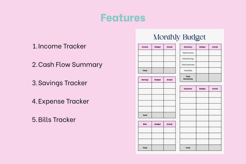 Printable Monthly Budget Planner - Etsy