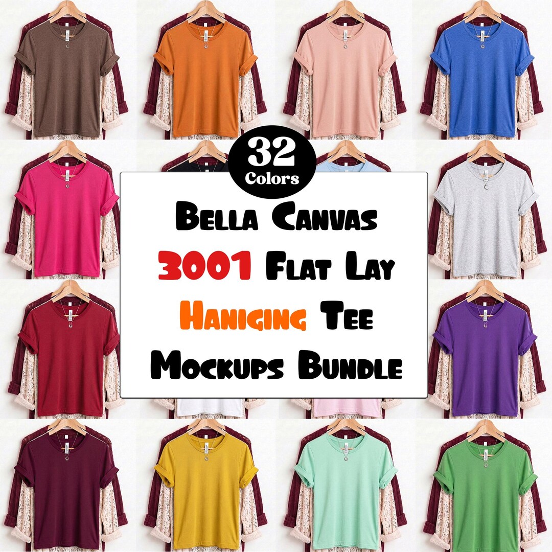 Bella Canvas 3001 T-shirt Flat Lay Mockups Bundle (32 Colors) - Etsy