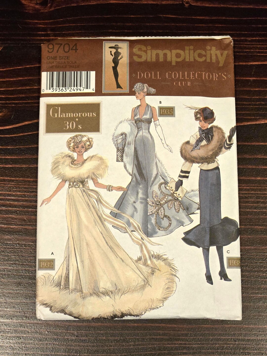 Vintage Simplicity Glamorous 30's Collector's Club Sewing Pattern #9704 ...