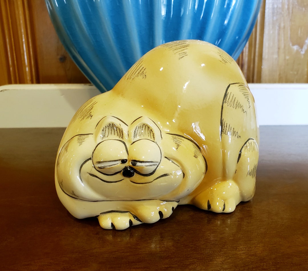 Vintage Ceramic Garfield the Cat Style Planter Flower Pot Figurine ...