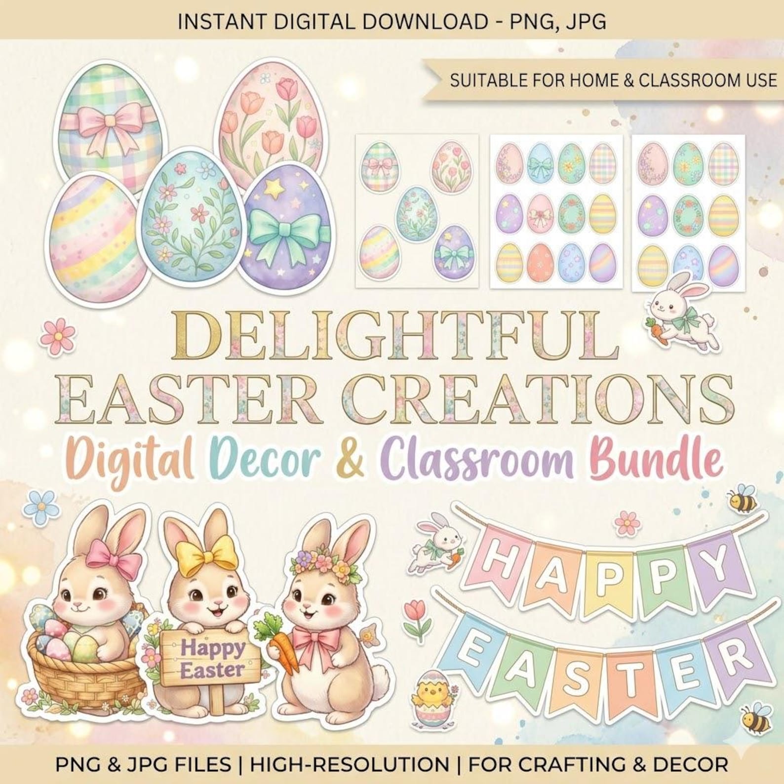 Easter Classroom Decor Bundle, Bunny Clipart, Hopyy Easter Bulletin ...