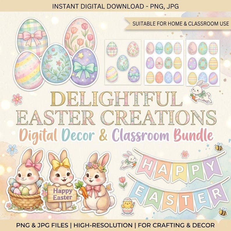 Easter Classroom Decor Bundle, Bunny Clipart, Hopyy Easter Bulletin ...