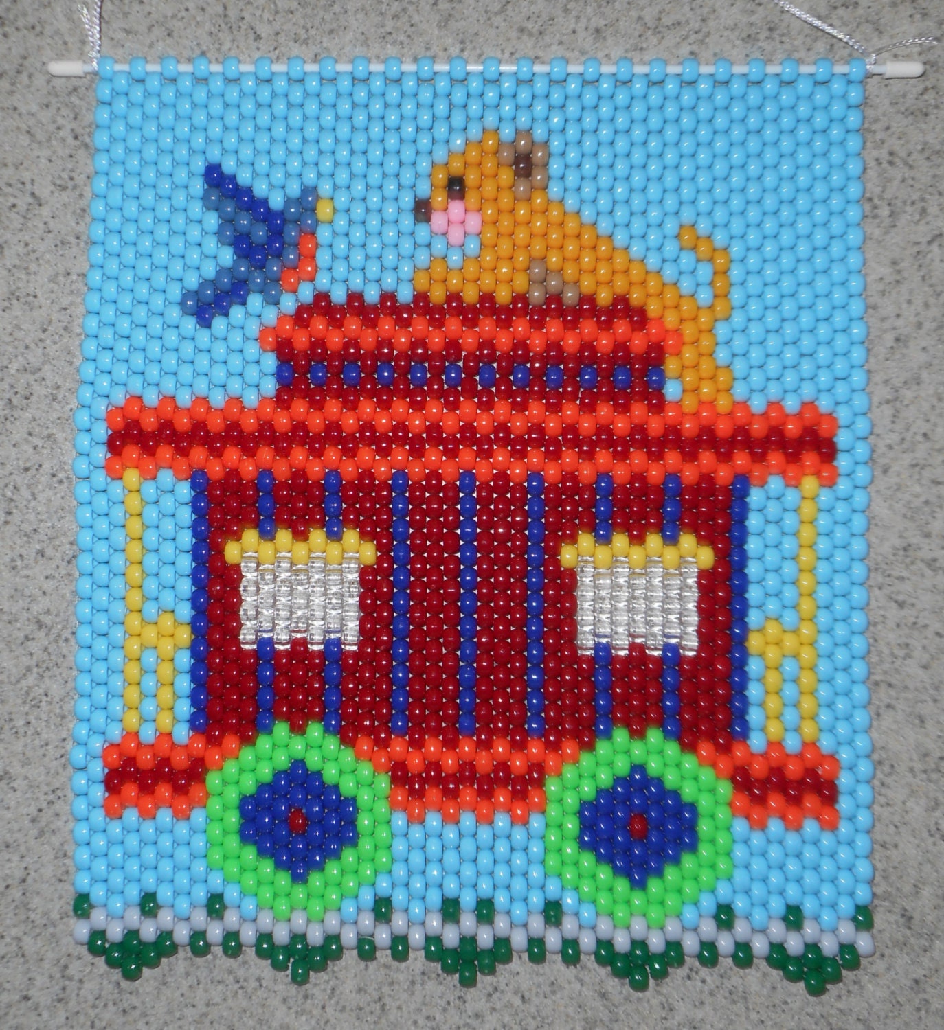 Handmade Carnival Express Train - Engine, Carriage, Caboose Beaded ...