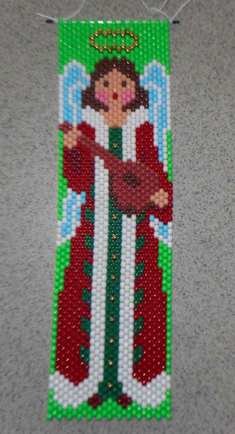Handmade Christmas Angel Beaded Banner With Nylon Cord Hanger - Etsy