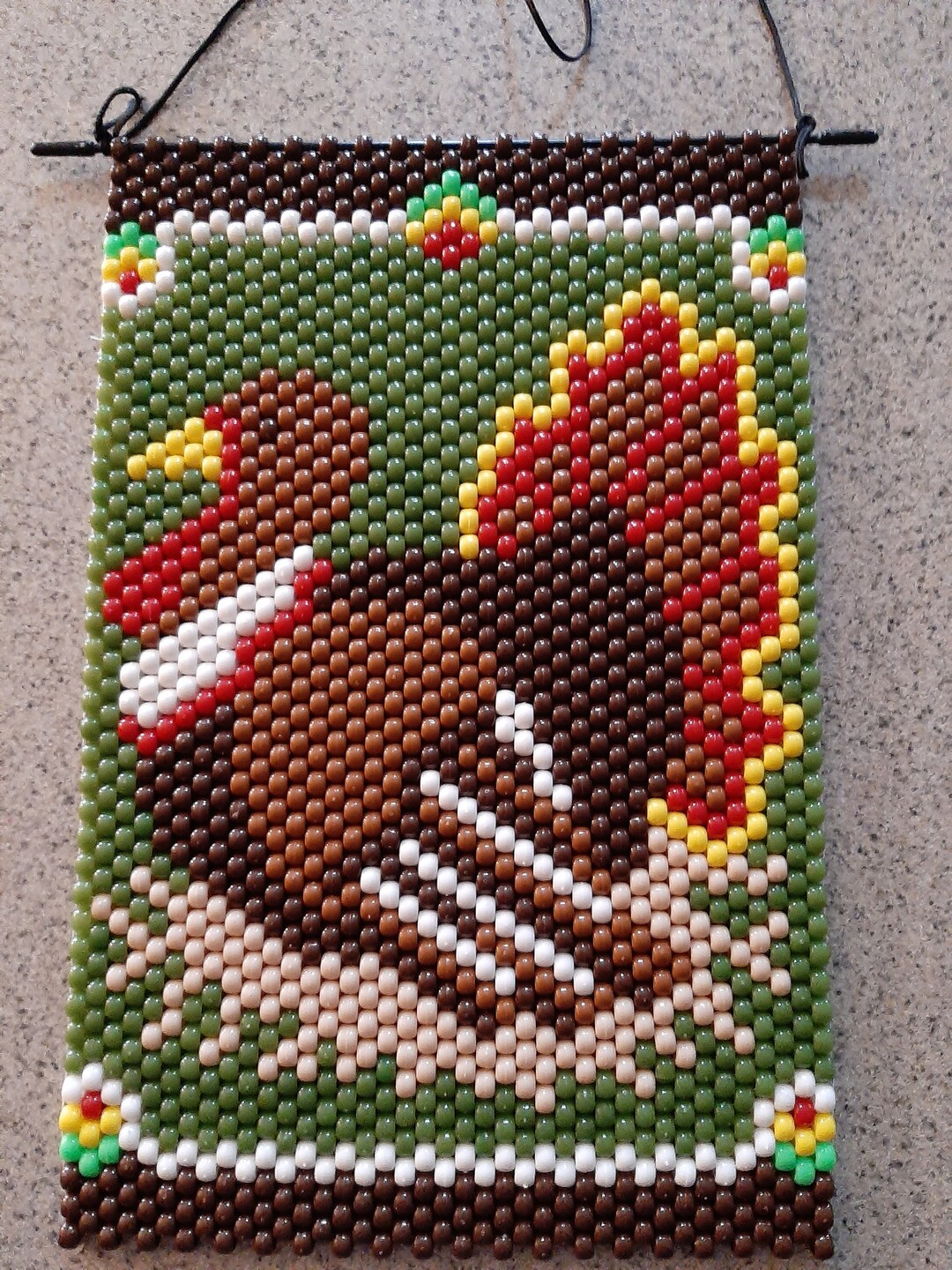 Handmade Thanksgiving Turkey Beaded Banner With Nylon Cord Hanger - Etsy