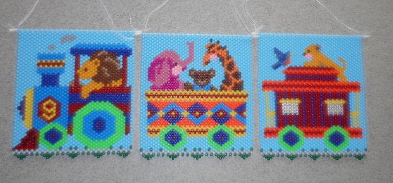 Handmade Carnival Express Train - Engine, Carriage, Caboose Beaded ...