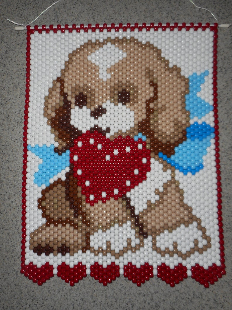 Handmade Valentine Puppy Love Beaded Banner With Nylon Cord Hanger - Etsy