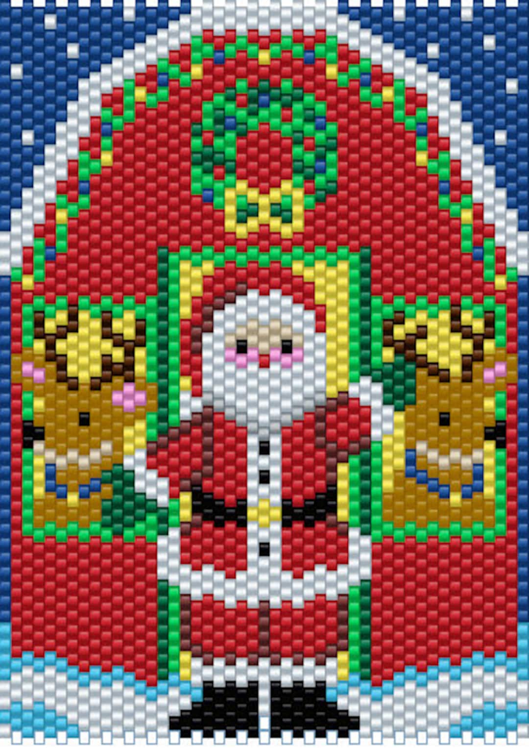 Christmas Holiday Santa Reindeer Barn Beaded Banner - Etsy