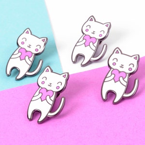 Cat Pin Enamel Heart Pin Cat Lapel Pin Cat Lover Gift | Etsy