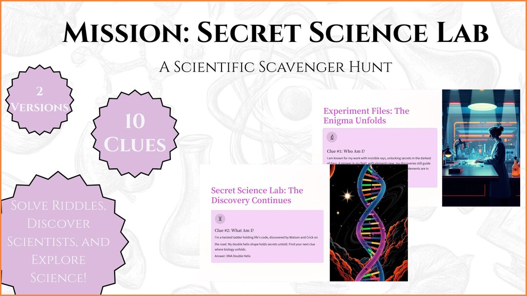 Science Scavenger Hunt | Printable STEM Activity | Scientist Riddle ...