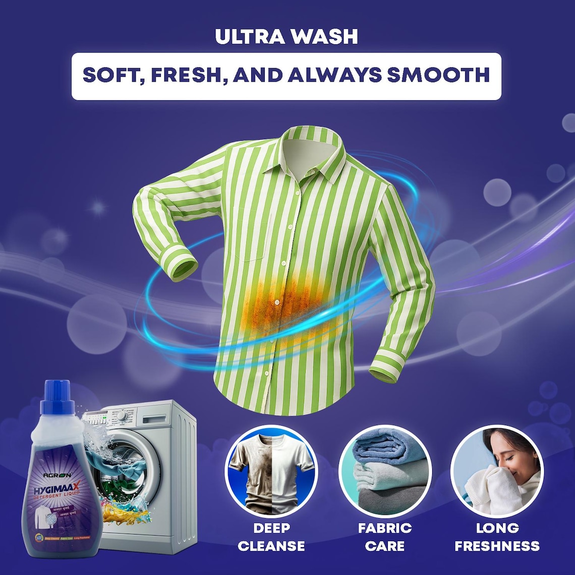 Naturon Hygimaax Liquid Detergent, Deep Cleaning Formula for Machine ...