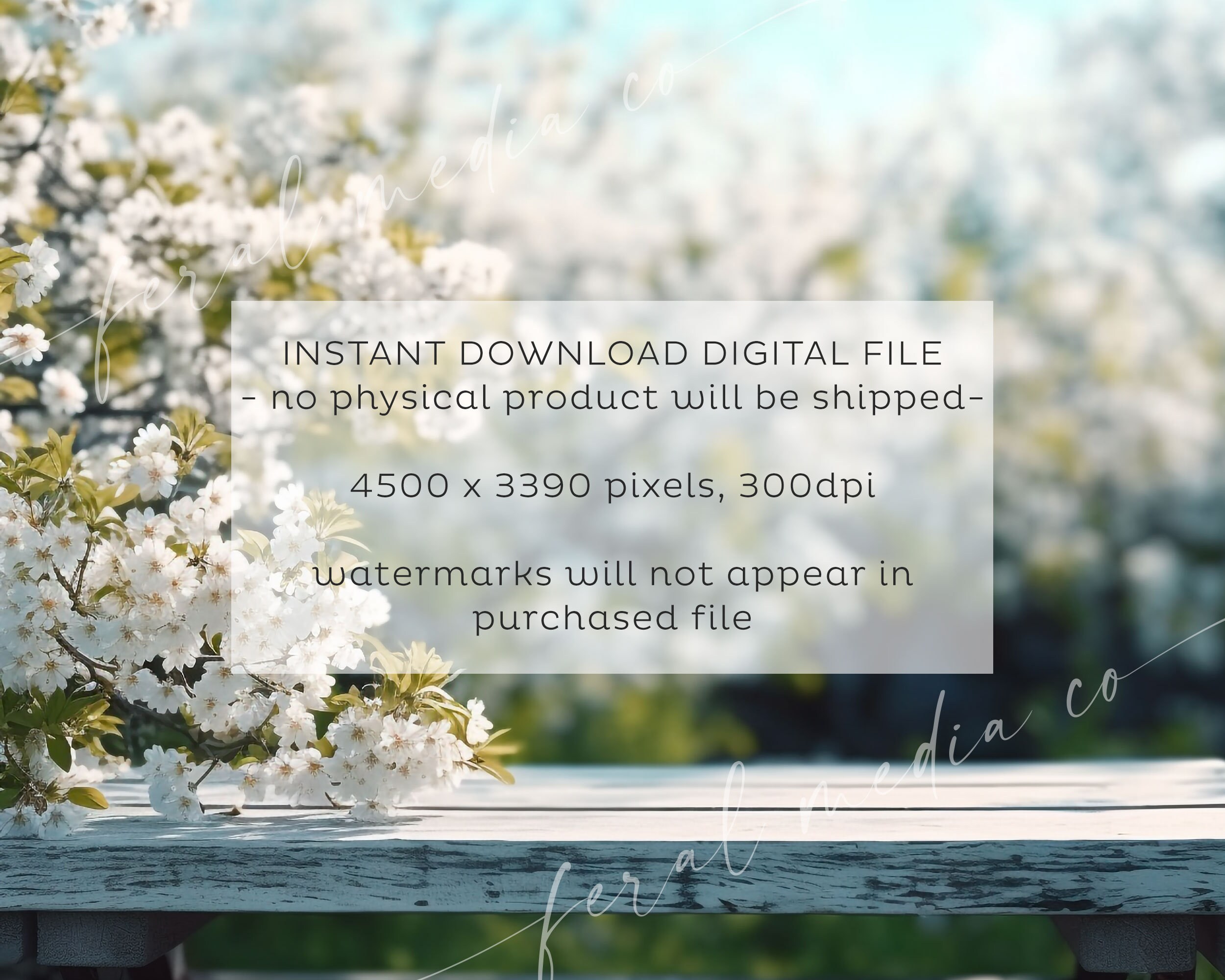 Spring Background Product Mockup, Wood Table Floral Blossom Mockup ...