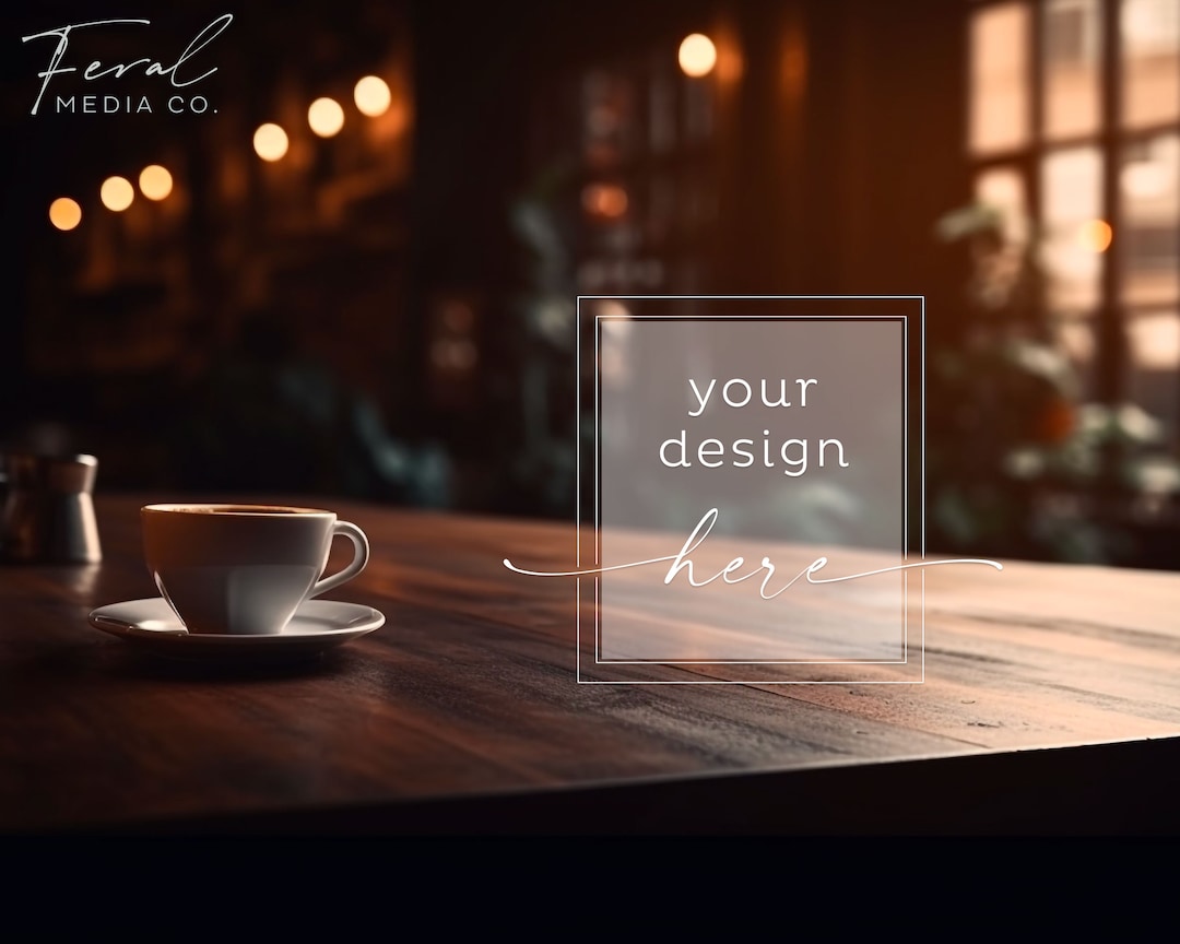 Dark Cafe Wood Tabletop Background Product Mockup, Coffee Shop ...