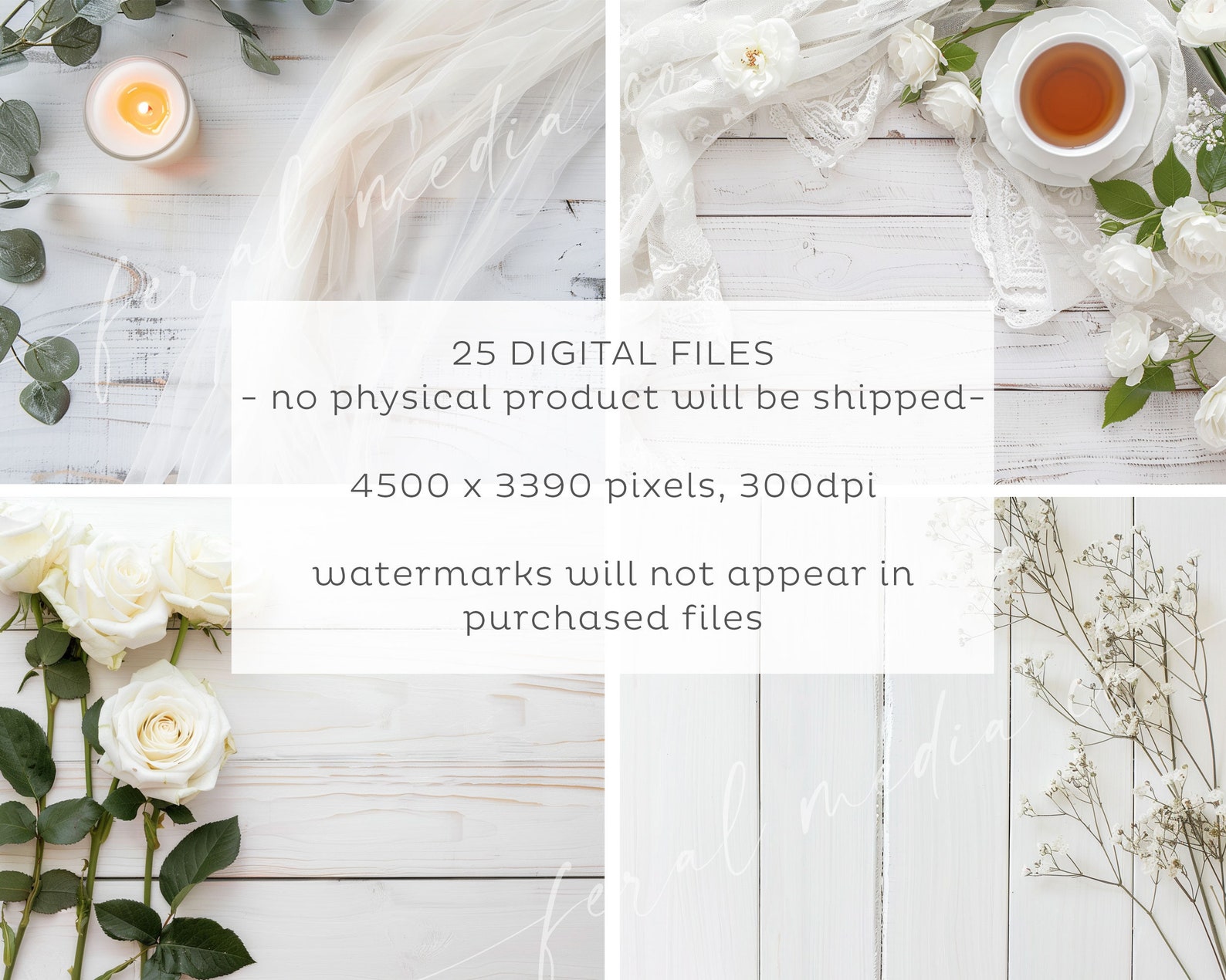 25 White Table Flat Lay Mockup Bundle, Backdrop Wedding Digital ...