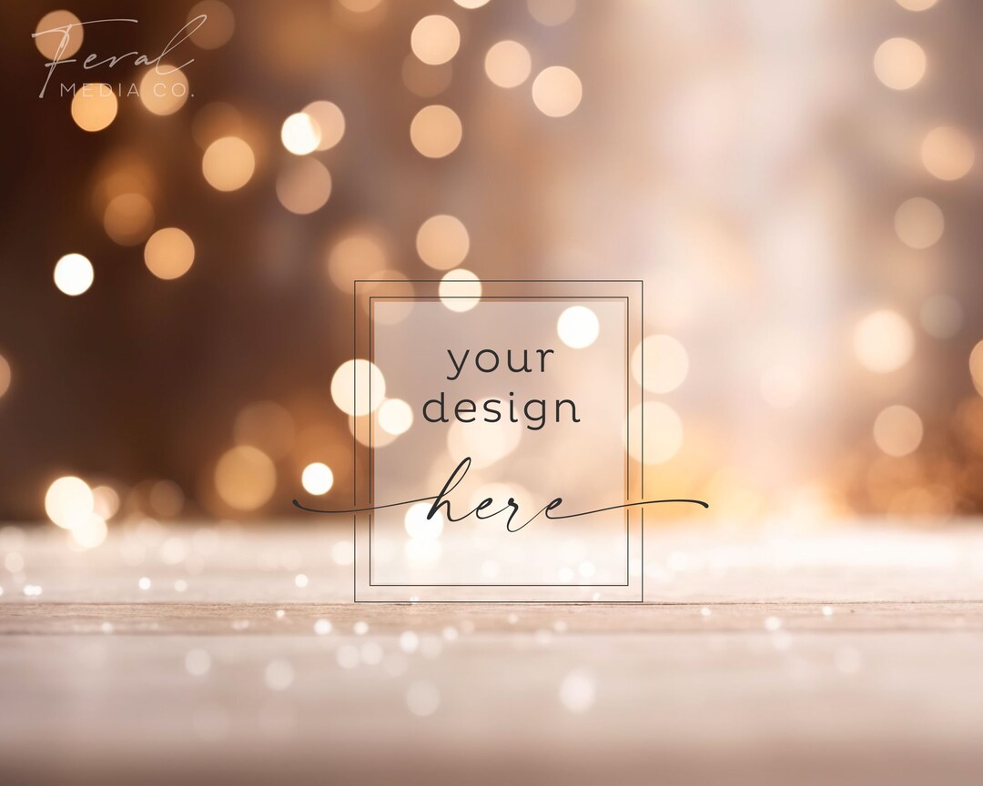 Champagne Bokeh Background Product Mockup, Gold White Glitter Lights ...