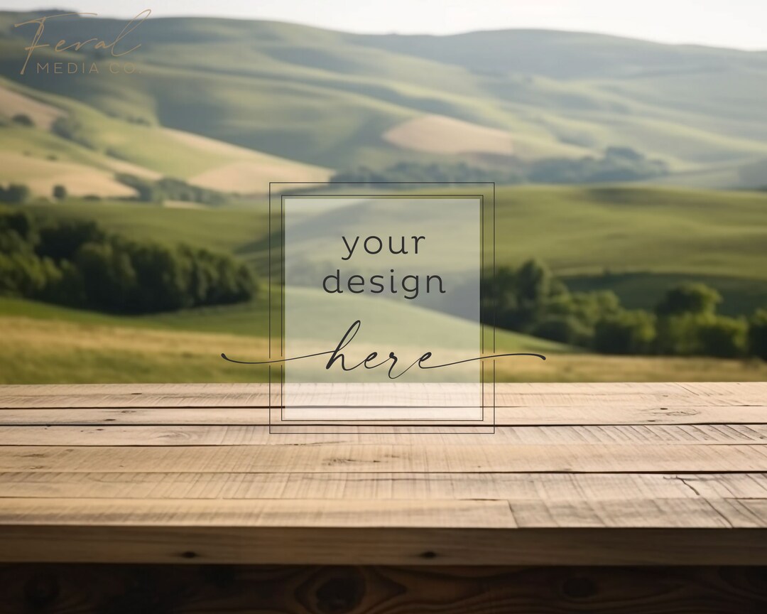 Rustic Wood With Prairie Background, Wood Table Farmhouse Mockup Styled ...