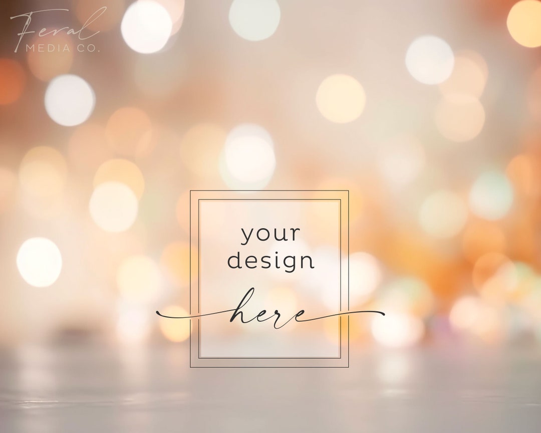 Soft Bokeh Background Product Mockup, Gold White Party Lights Mockup ...