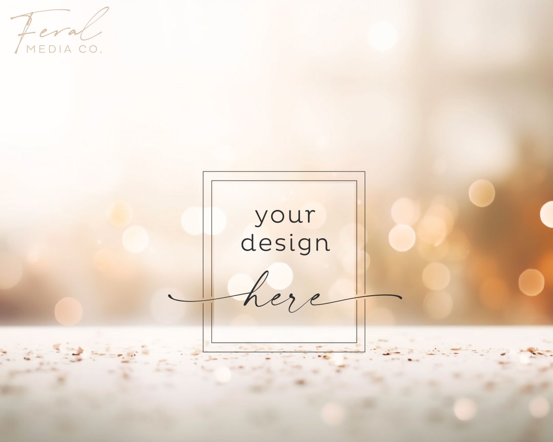Soft Bokeh Background Product Mockup, Gold White Glitter Lights Mockup ...