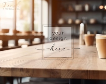 Cafe Tabletop Background Product Mockup, Coffee Shop Restaurant Mockup ...
