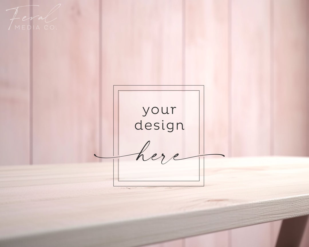 Soft Pink Background Product Mockup, Light Wood Table Mockup Styled ...