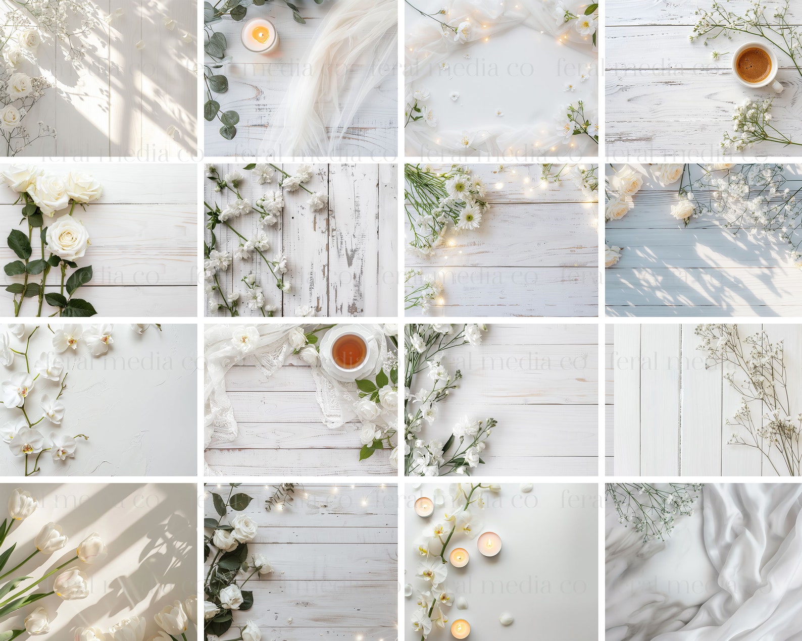 25 White Table Flat Lay Mockup Bundle, Backdrop Wedding Digital ...