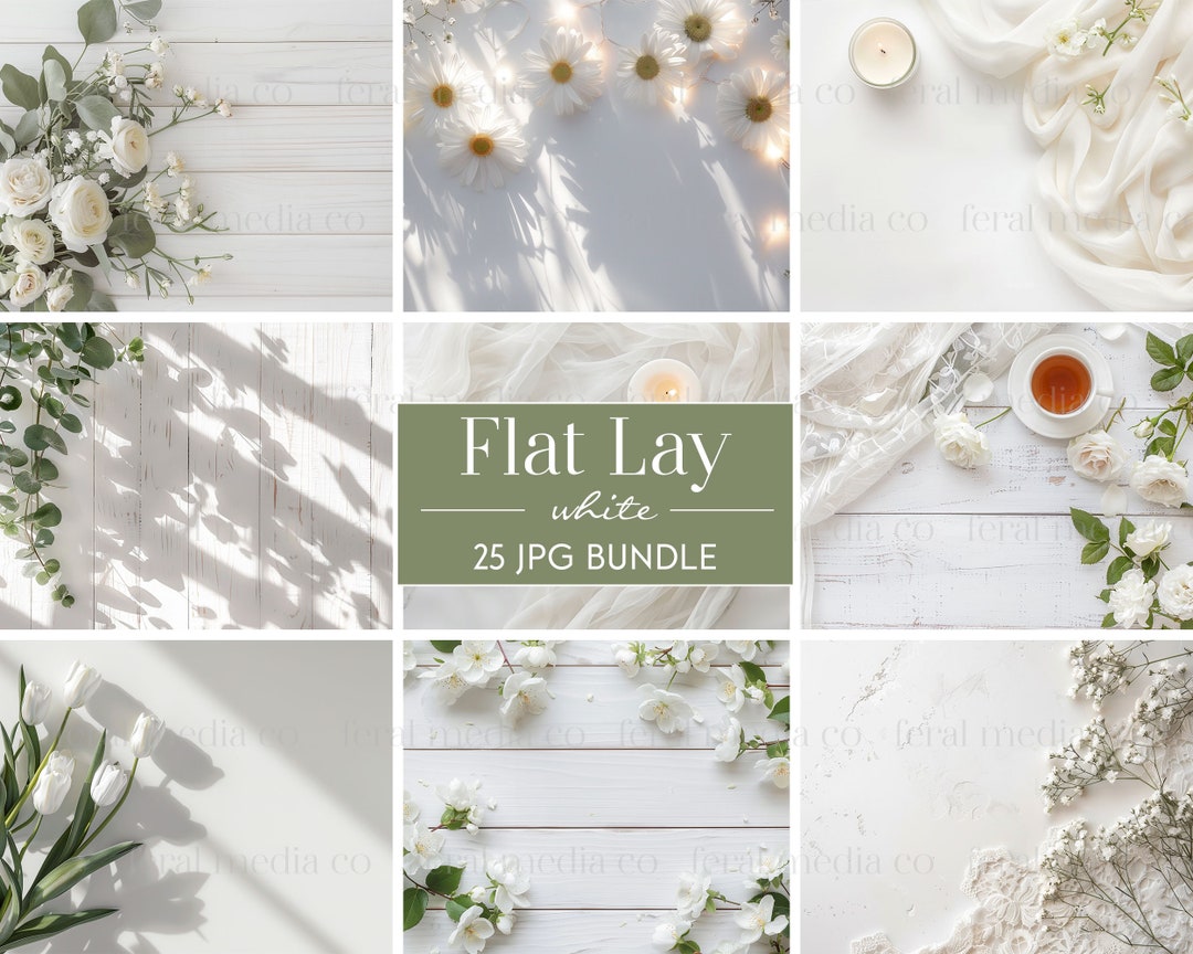 25 White Table Flat Lay Mockup Bundle, Backdrop Wedding Digital ...