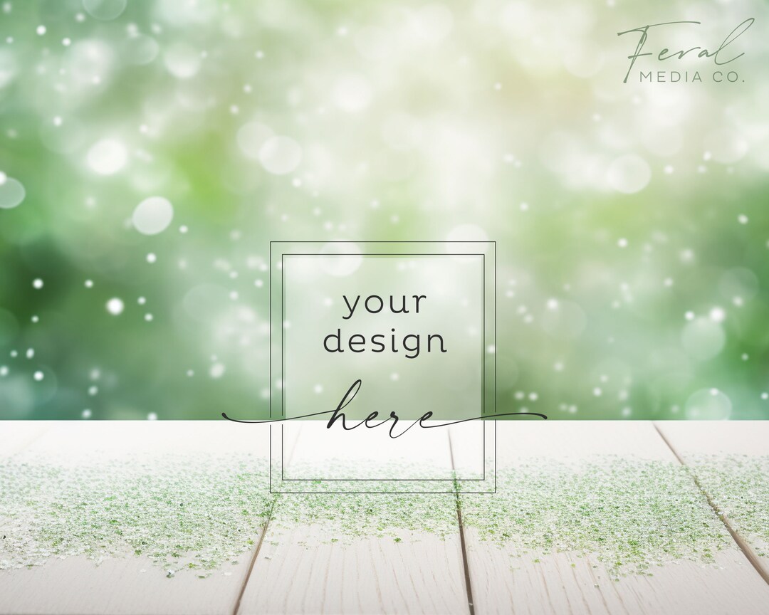 Green White Bokeh Background Product Mockup, Green Glitter St. Patricks ...