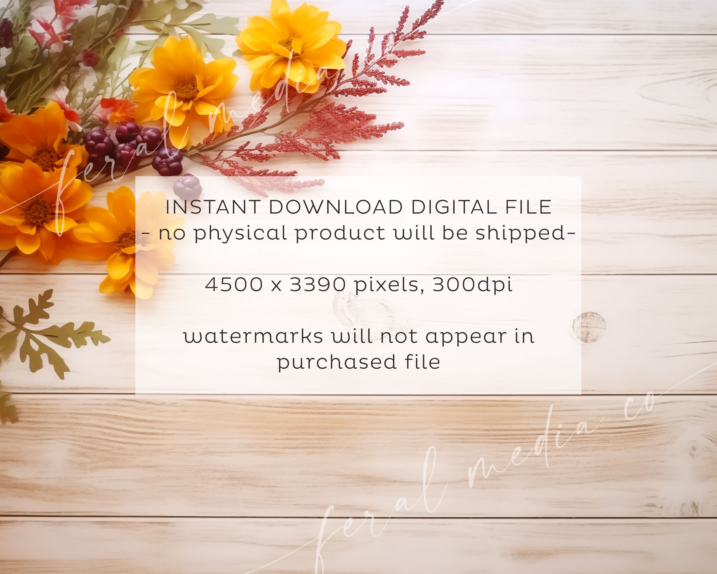 Fall Flat Lay Background Product Mockup, Light Wood Fall Flowers Mockup ...